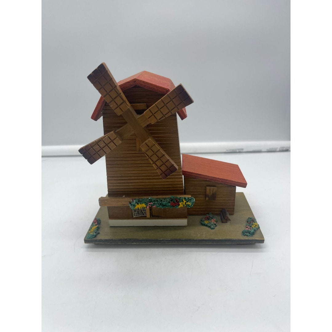 Vintage Wood Windmill Musical Jewelry Box-works - Etsy