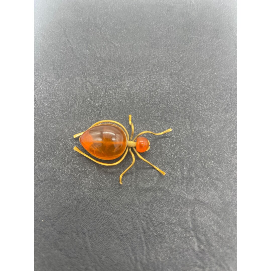 Vintage Amber Ant Brooch Pin Signed - Etsy
