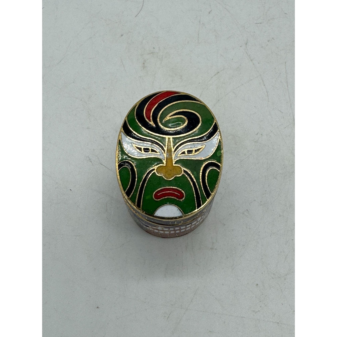 Vintage Chinese Opera Face Mask Cloisonne Enamel Trinket Box - Etsy