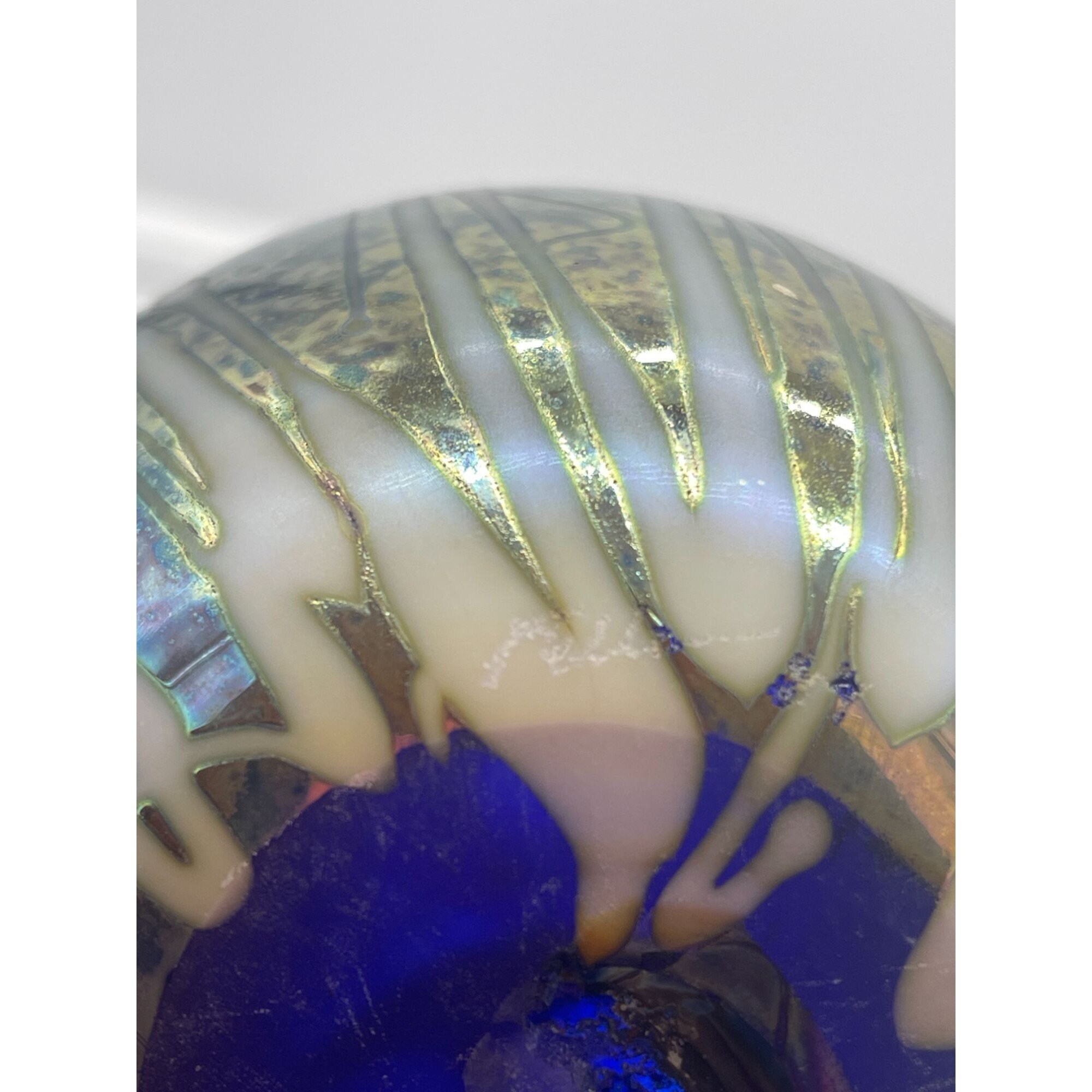 Stephen Fellerman Art Glass Iridescent Vase With Ruffle Lip Art Nouveau ...