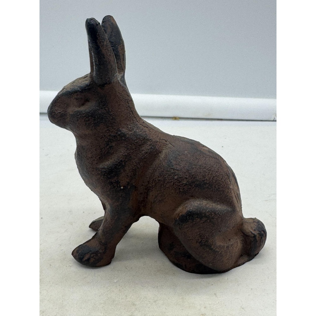 Vintage Rustic Cast Metal Bunny Rabbit Hare Statue Figurine -AS IS - Etsy