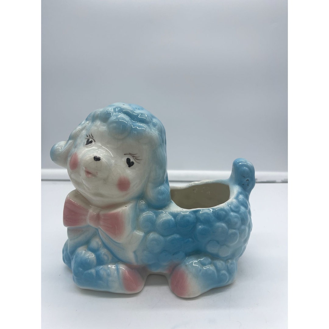 Vintage Blue Lamb Planter Baby Shower Decor Gift - Etsy
