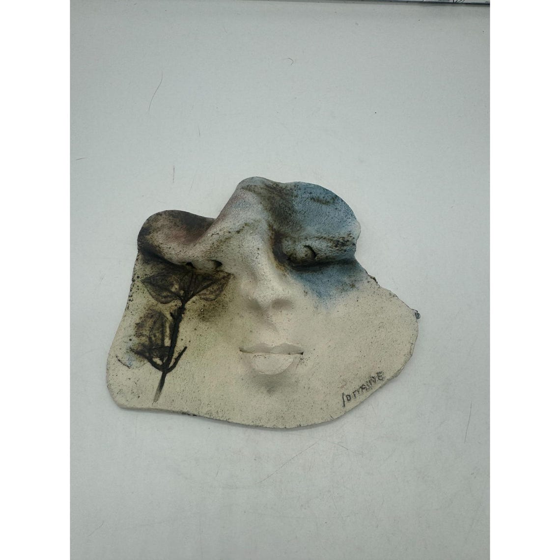 Art Pottery Mask Face Sculpture Pressed Flowers Signed Lorraine - Etsy