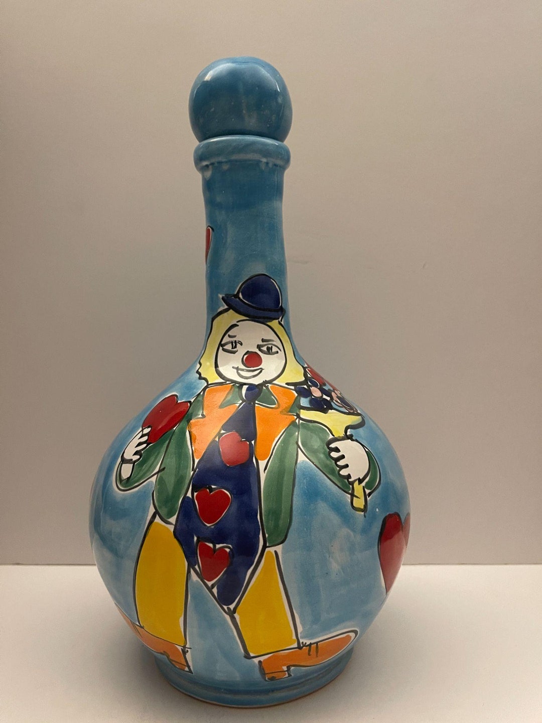 La Musa Italian Pottery Clown Bottle Vase Decanter - Etsy