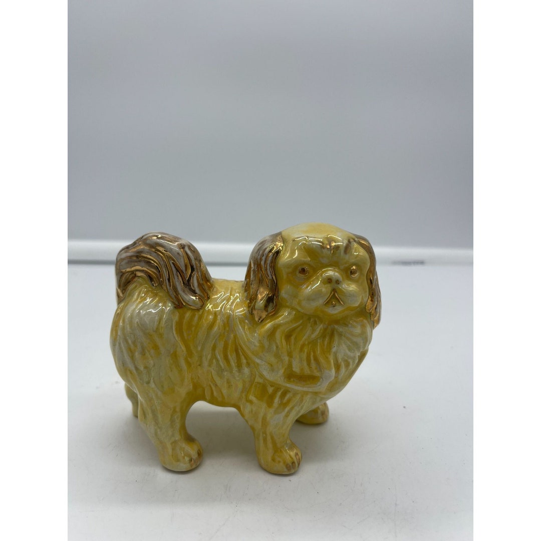 Pekingese Lion Dog Figurine Iridescent Yellow and Gold - Etsy