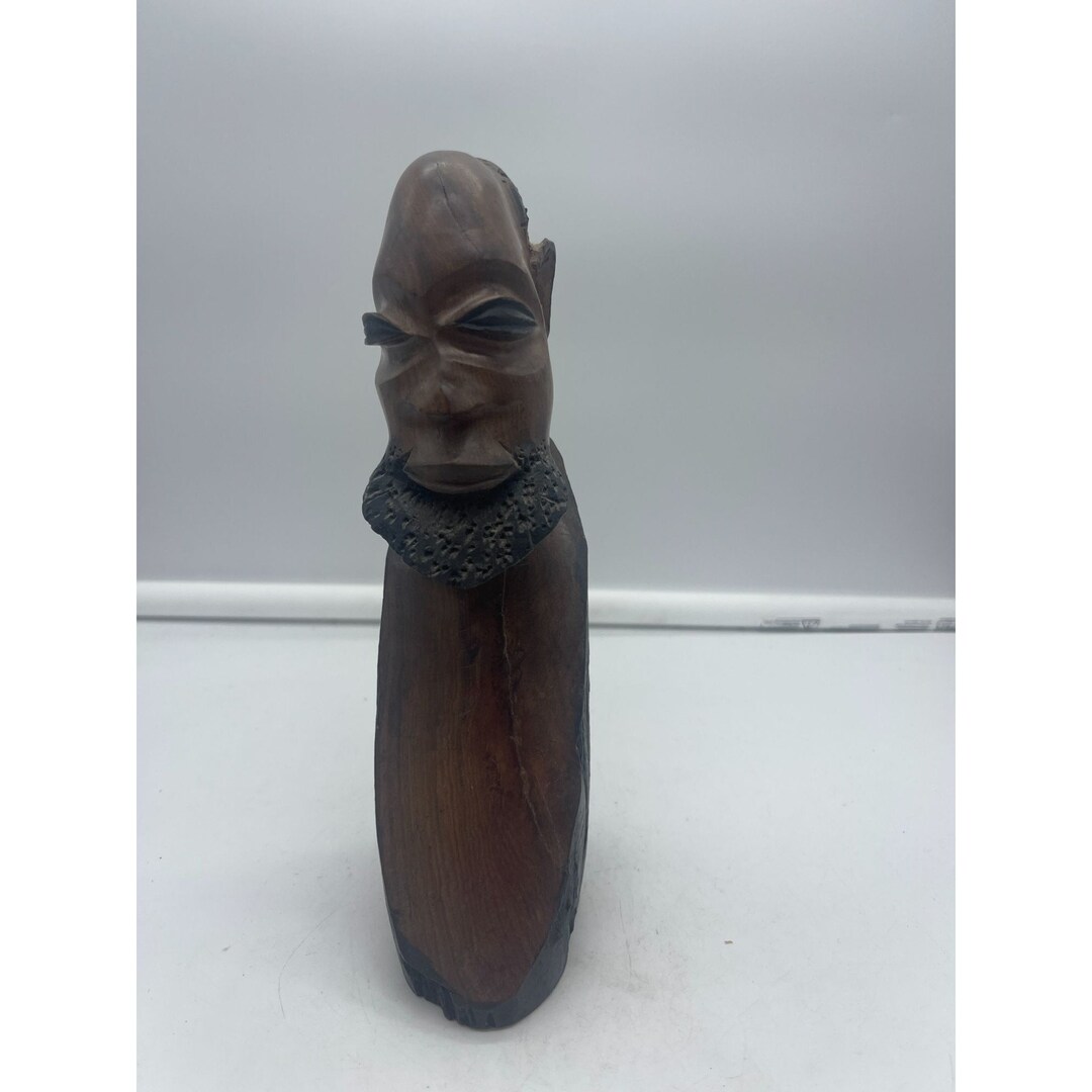 Vintage African Carved Wood Face Bust Sculpture Statue Bookend 9 Inch ...
