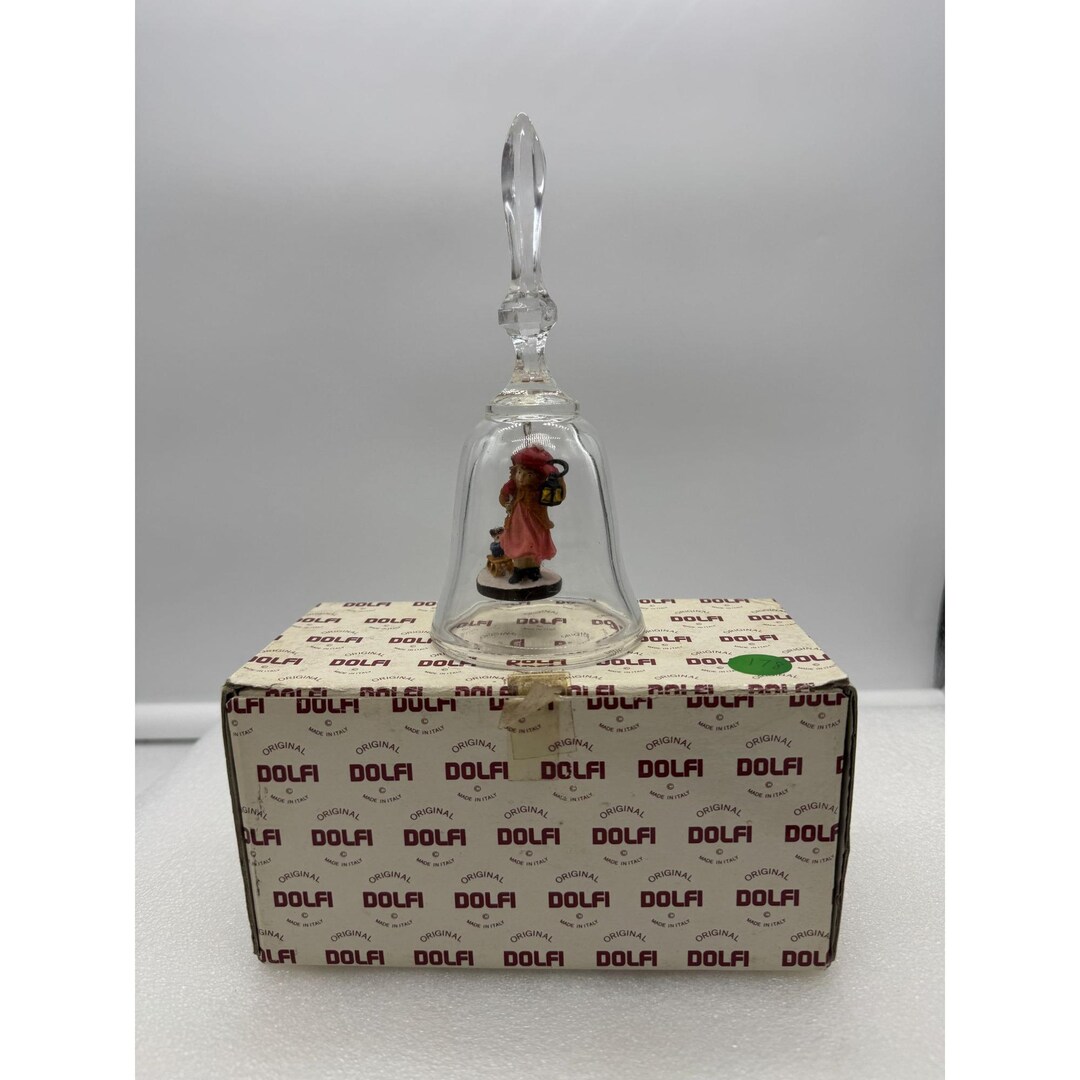 Vintage Dolfi Lead Crystal Bell With Carved Wood Little Girl and Puppy ...