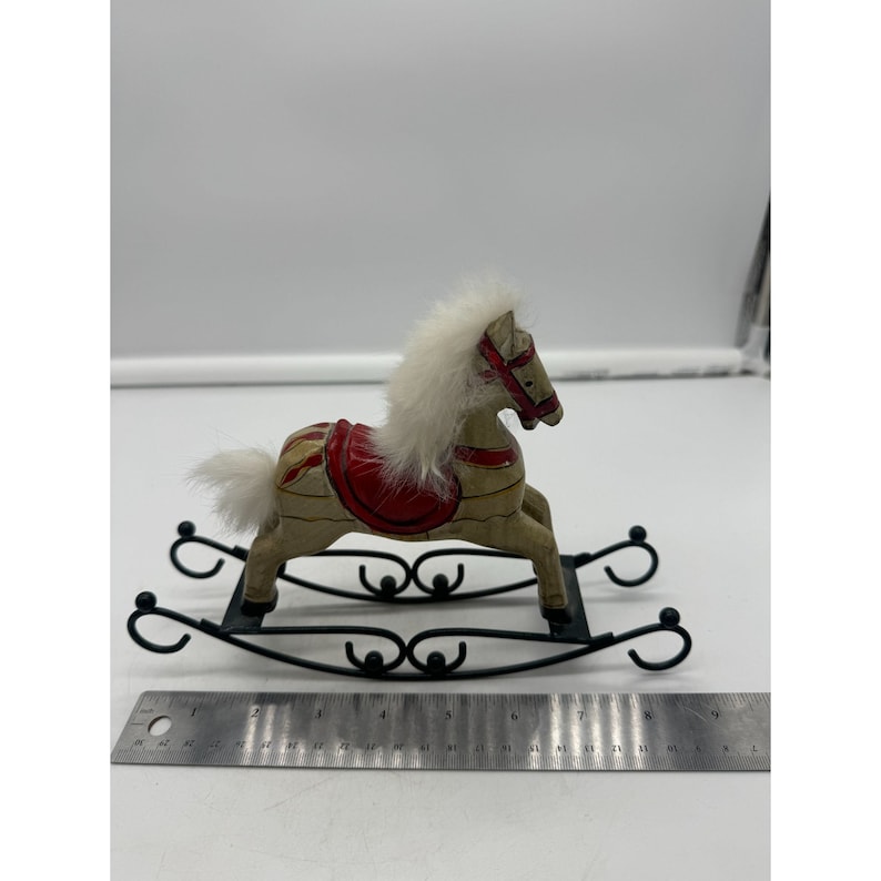 Vintage Hand Painted Wood Rocking Horse Figurine - Etsy