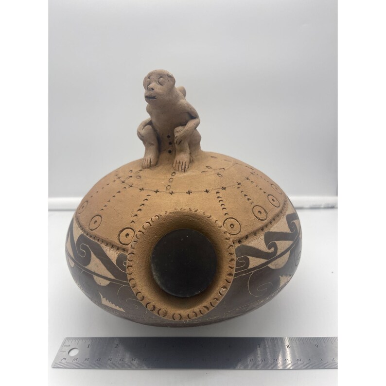 Costa Rican Pottery Vessel With Monkey Figure Carved - Etsy