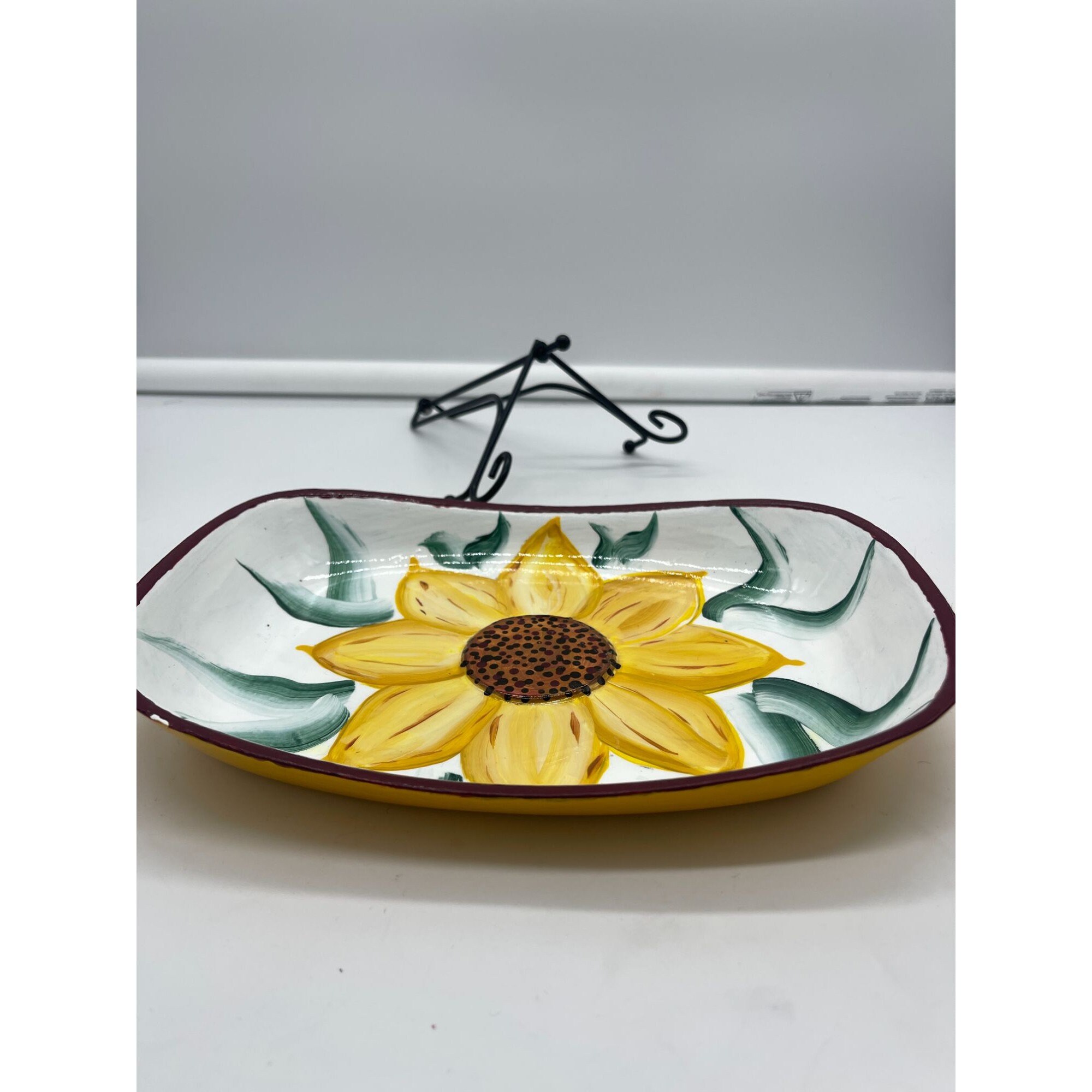 Hand Painted Sunflower Ceramic Platter Tray 9 Inch - Etsy