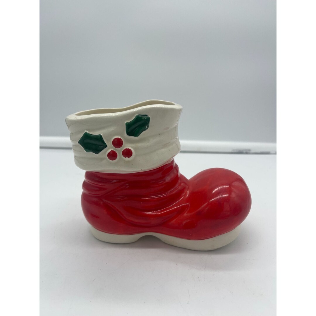 Vintage Ceramic Santa Boot Planter Japan - Etsy