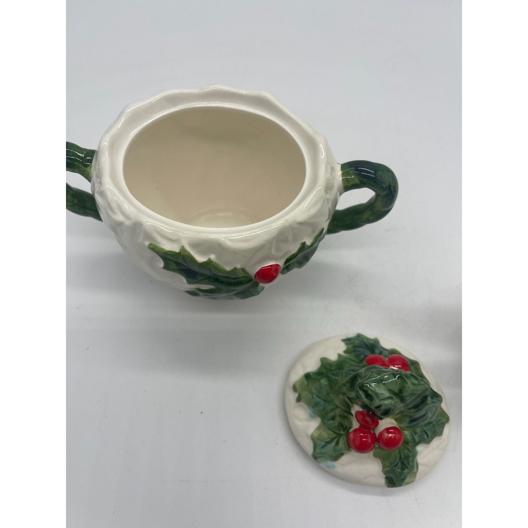 Lefton White Holly and Berry Sugar and Creamer Holiday Christmas Set - Etsy