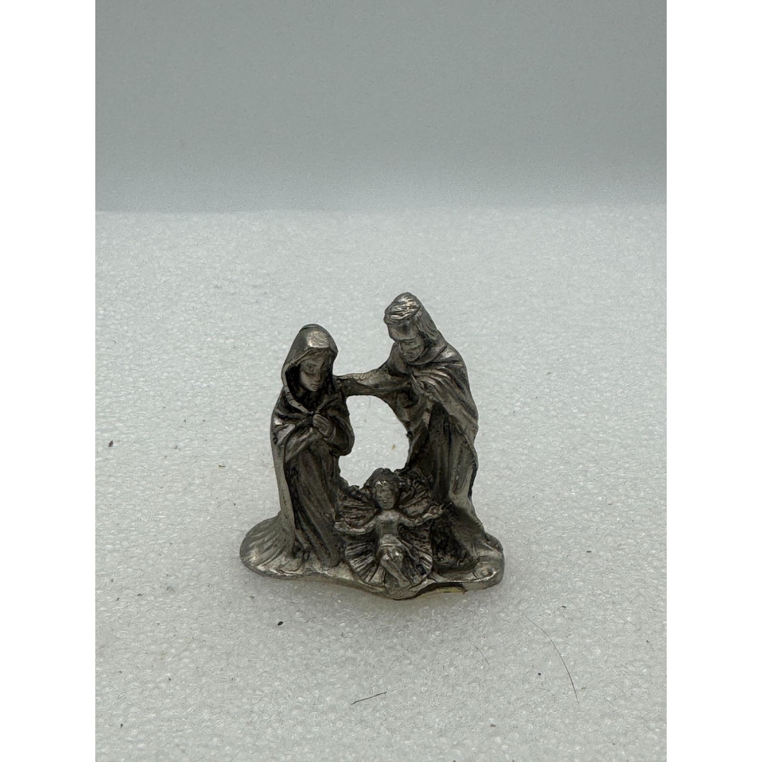Peltro Inciso Pewter Nativity Figurine Holy Family Christmas Decor ...