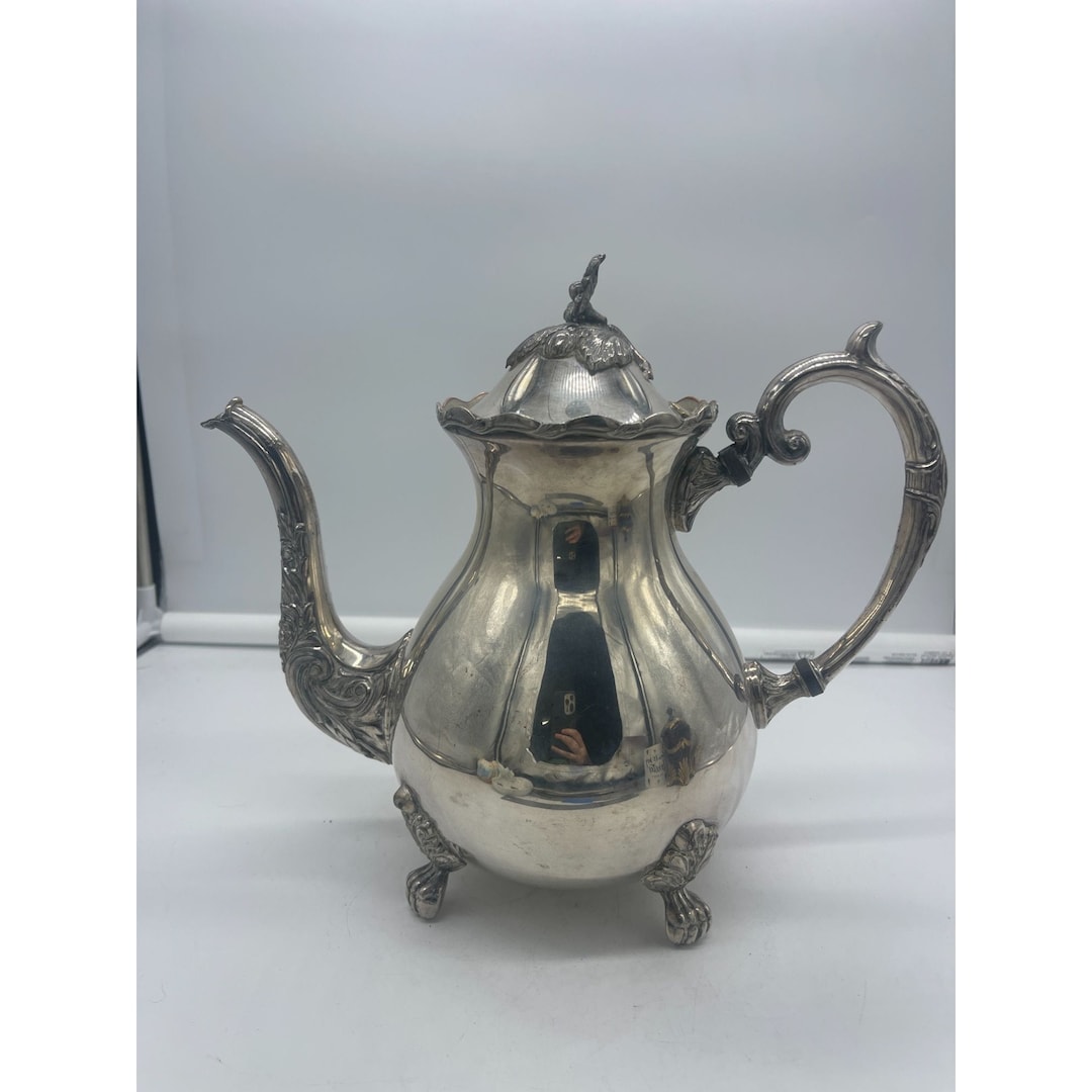 Vintage B. S. G. Silver on Copper Coffee Tea Pot With Intricate Floral ...