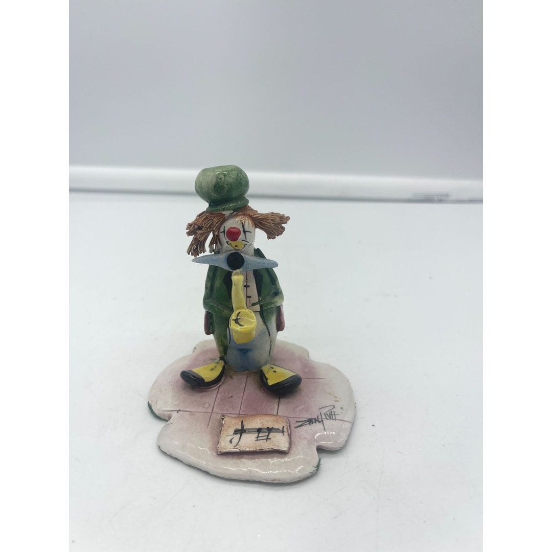 Vintage Zampiva Spaghetti Hair Clown Playing Sax Figurine Signed Italy ...