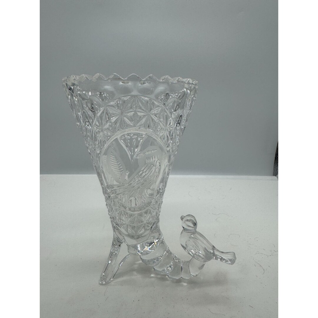 Vintage Hofbauer the Byrdes Collection Cornucopia Bird Vase Clear ...