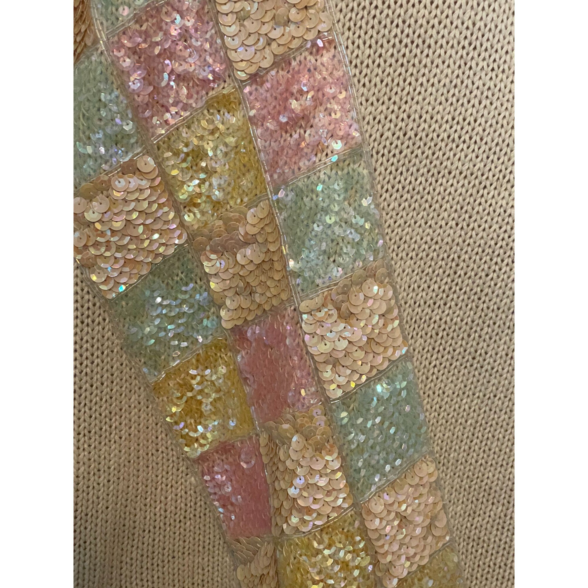 Vintage Iridescent Pastel Rainbow Sequin Knit Sweater Size S/M - Etsy