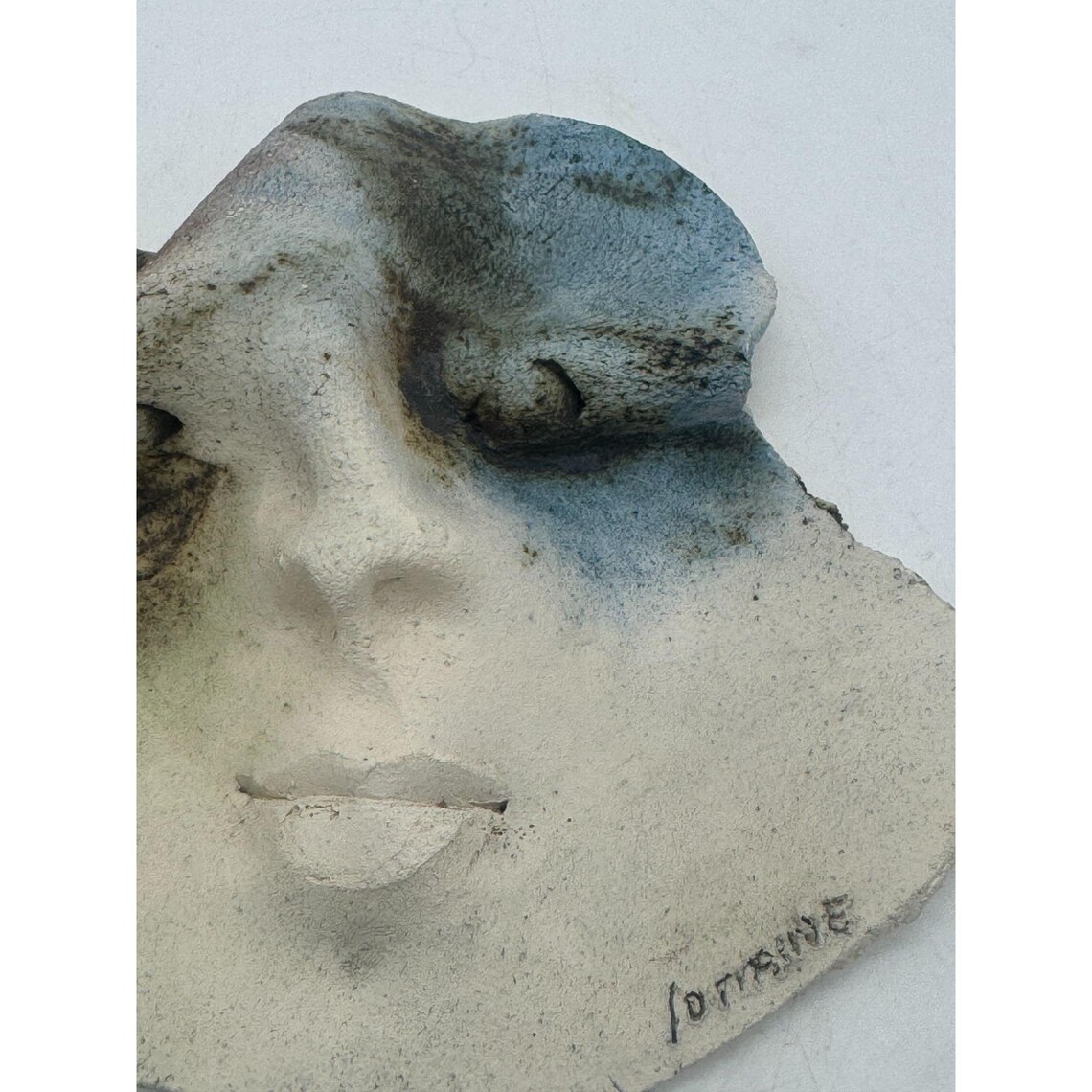 Art Pottery Mask Face Sculpture Pressed Flowers Signed Lorraine - Etsy