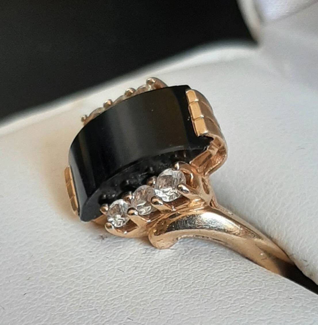 Vintage Rectangular Onyx Ring - Etsy