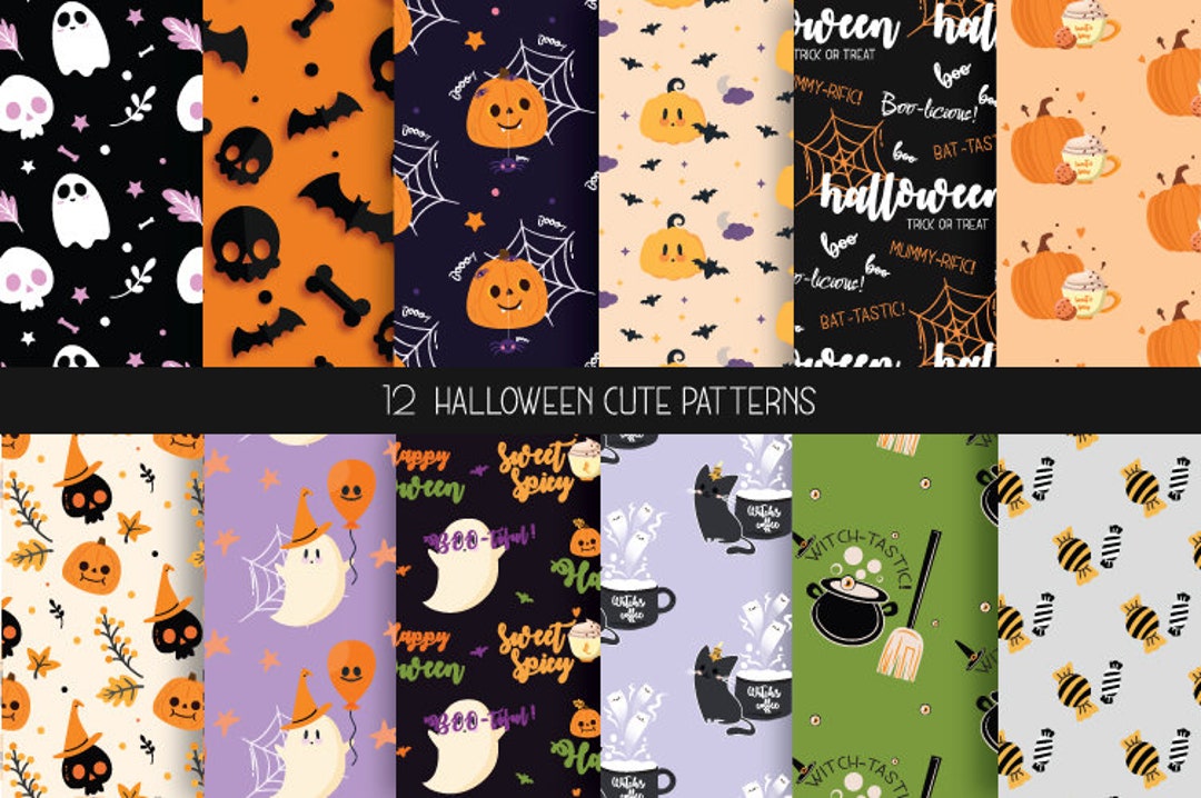 Cute Halloween Seamless Digital Patterns 12pcs Background Pattern ...