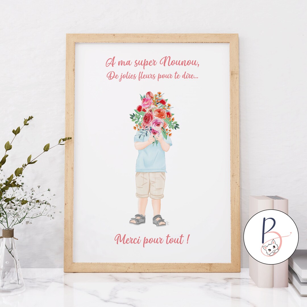 Affiche Merci Maîtresse Merci Nounou Joli bouquet cadeau - Etsy France