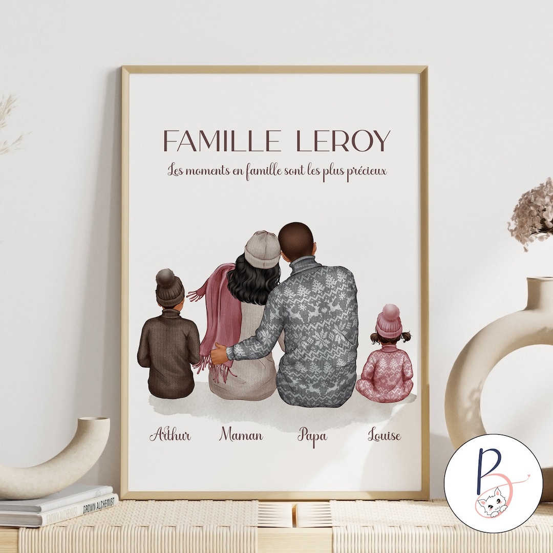 Personalized family Portrait Poster Christmas - Etsy