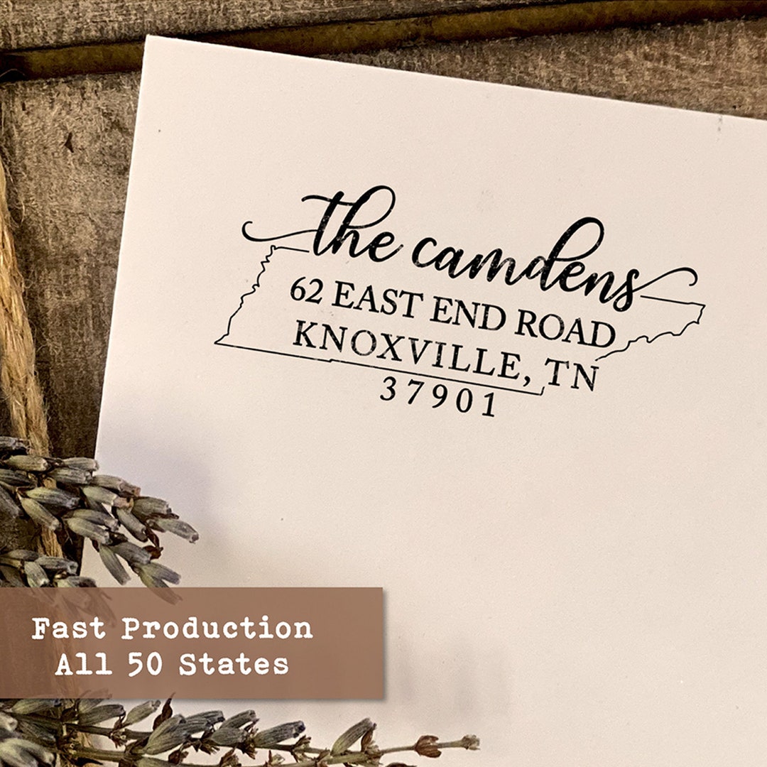 Custom Tennessee Address Stamp, Personalized Rubber Stamp, Newlywed ...