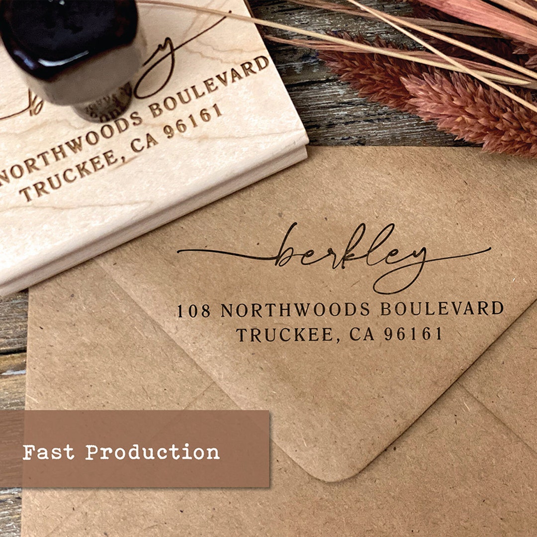 Wood Return Address Stamp, Wooden Personalized Stamp, Engraved House ...