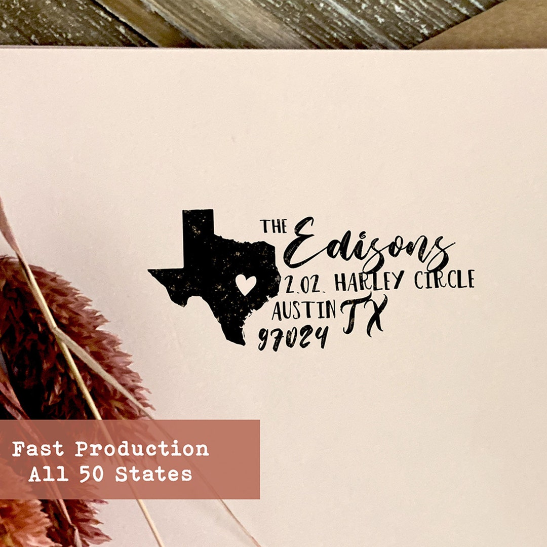 Custom State Address Stamp, Texas Return Address Stamp, Personalized ...