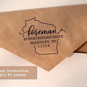 Personalized Wisconsin Stamp Custom Return Address Stamp - Etsy
