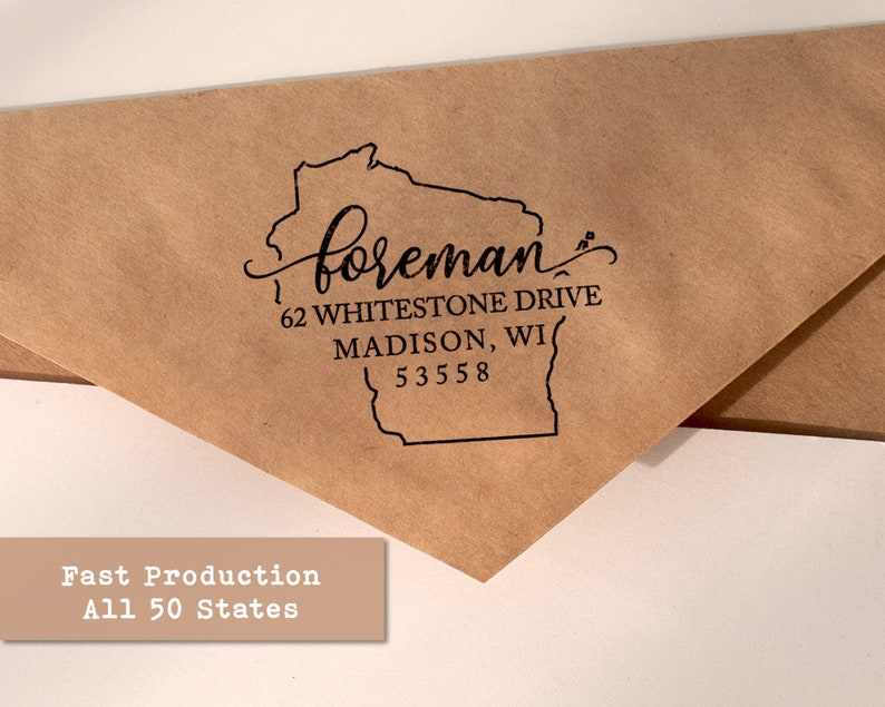 Personalized Wisconsin Stamp Custom Return Address Stamp - Etsy