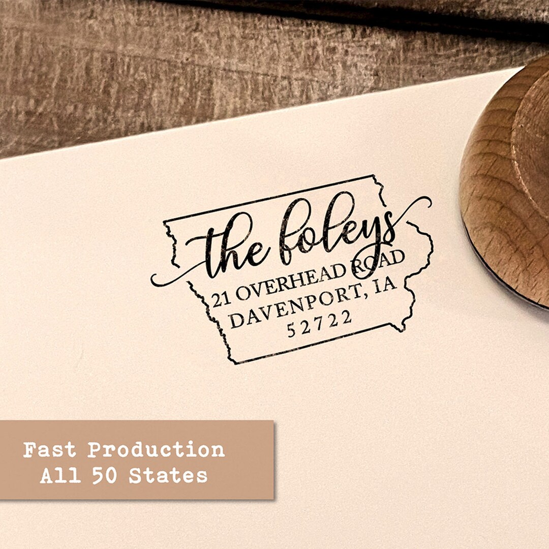 Iowa Return Address Stamp, Personalized State Stamps, Custom Gift for ...