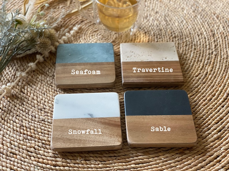 Engraved Acacia Wood Coasters | Personalized Wedding, Anniversary or ...