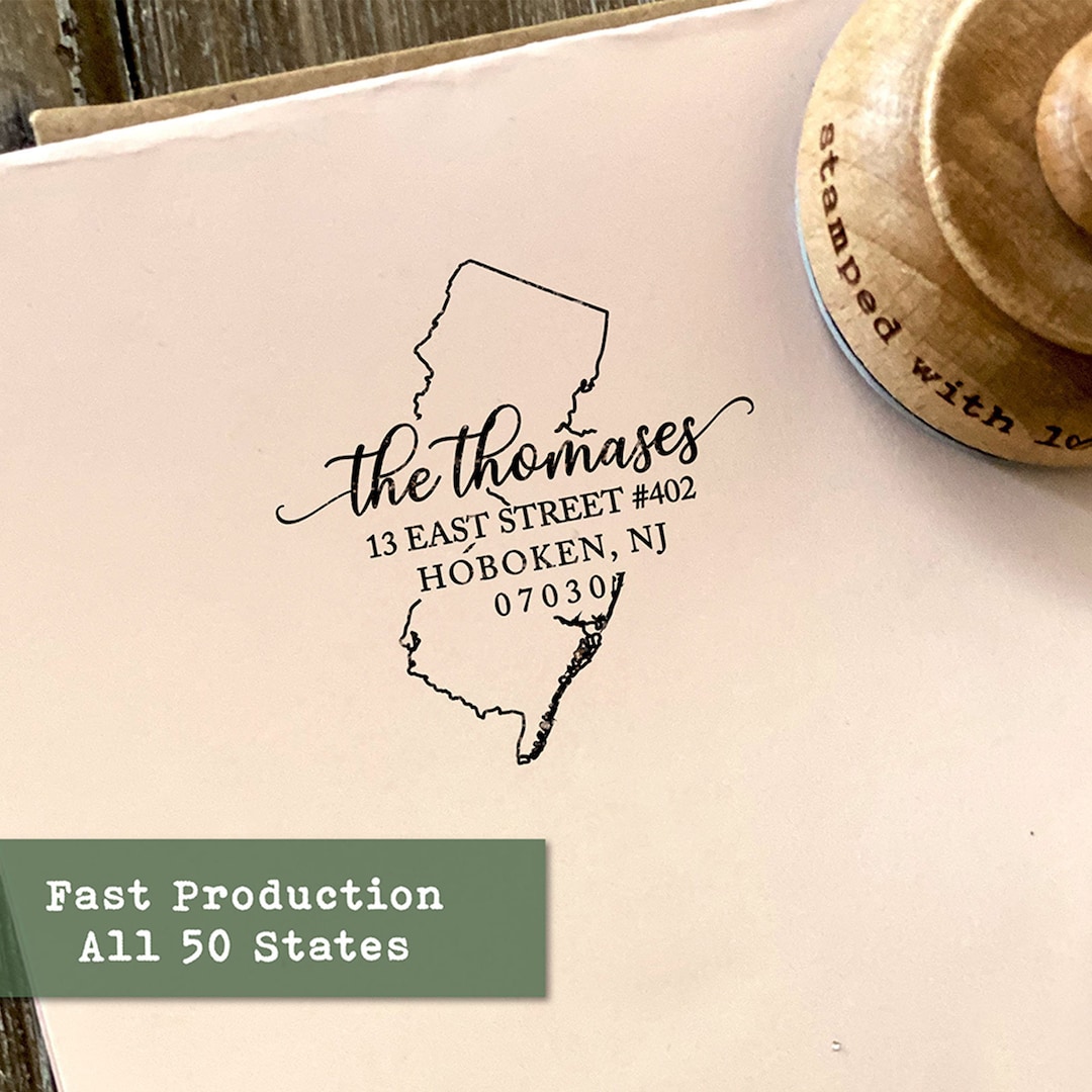 New Jersey Address Stamp, Custom State Stamp, New Homeowner Gift ...