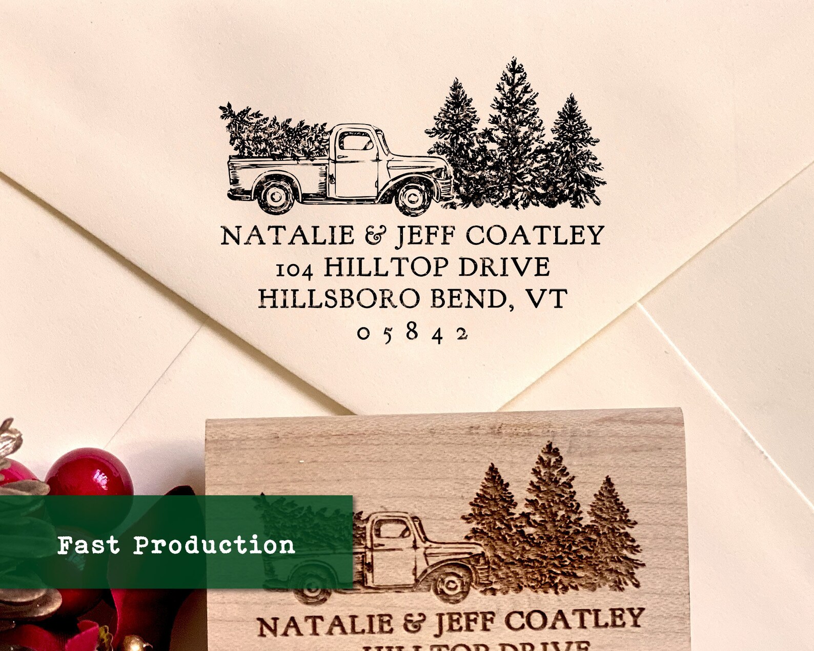 Beautiful Holiday Address Stamp Christmas Card Stamps - Etsy