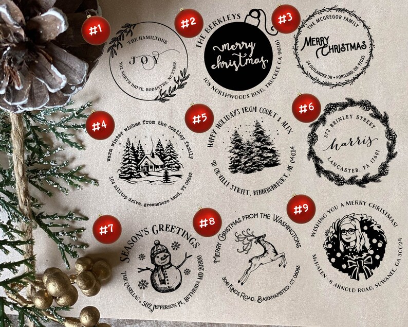 Happy Holidays Stamp Custom Christmas Address Stamp Return - Etsy