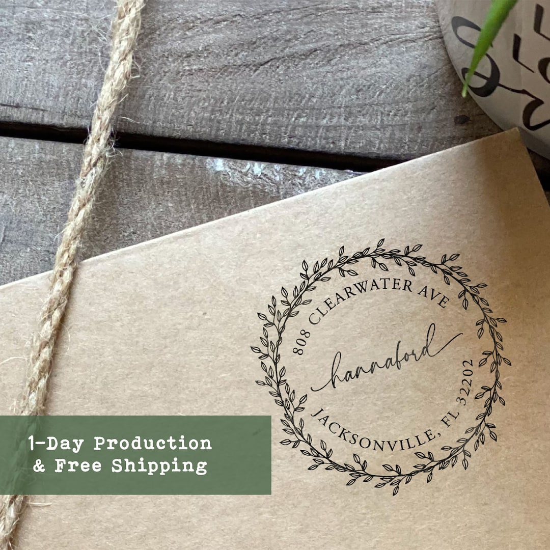 Return Address Stamp, Self-ink, Custom Logo Stamp, Personalized Wedding ...