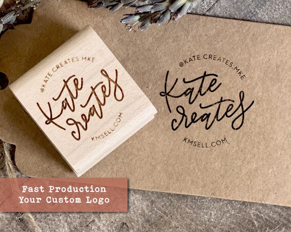 Engraved Logo Stamp Custom Wooden Stamp Small Business - Etsy
