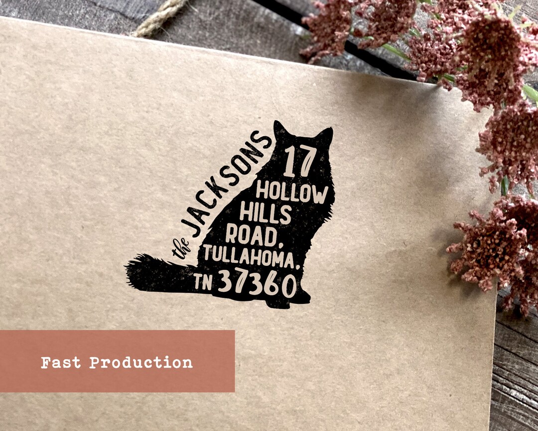 Cat Address Stamp Custom Return Address Stamp Self Inking or - Etsy