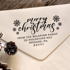 Beautiful Holiday Address Stamp, Christmas Card Stamps, Personalized ...