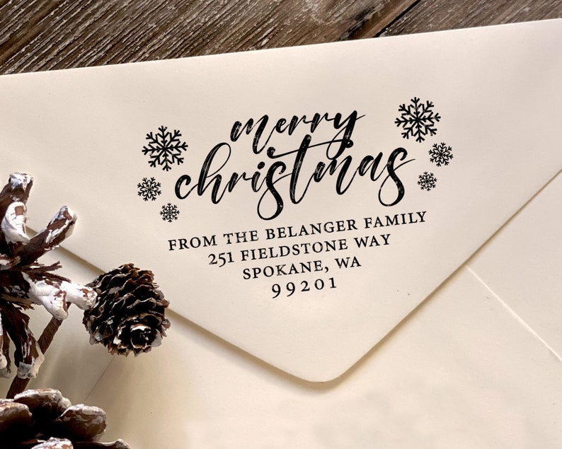 Beautiful Holiday Address Stamp, Christmas Card Stamps, Personalized ...