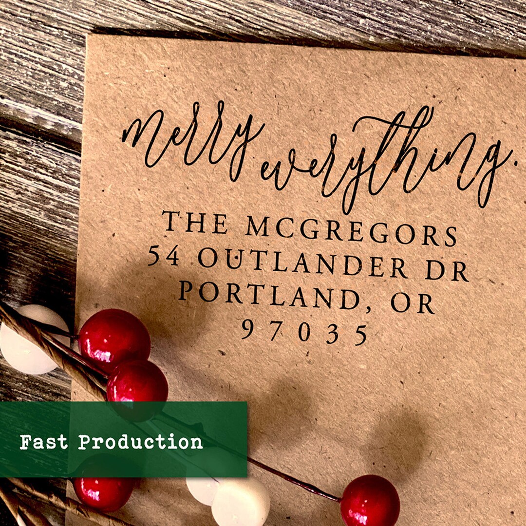Christmas Return Address Stamp, Stamp for Christmas Cards, Custom ...