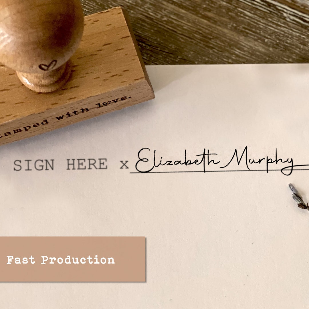 Engraved Signature Stamp, Personalized Wooden Stamp, Your Name Rubber ...