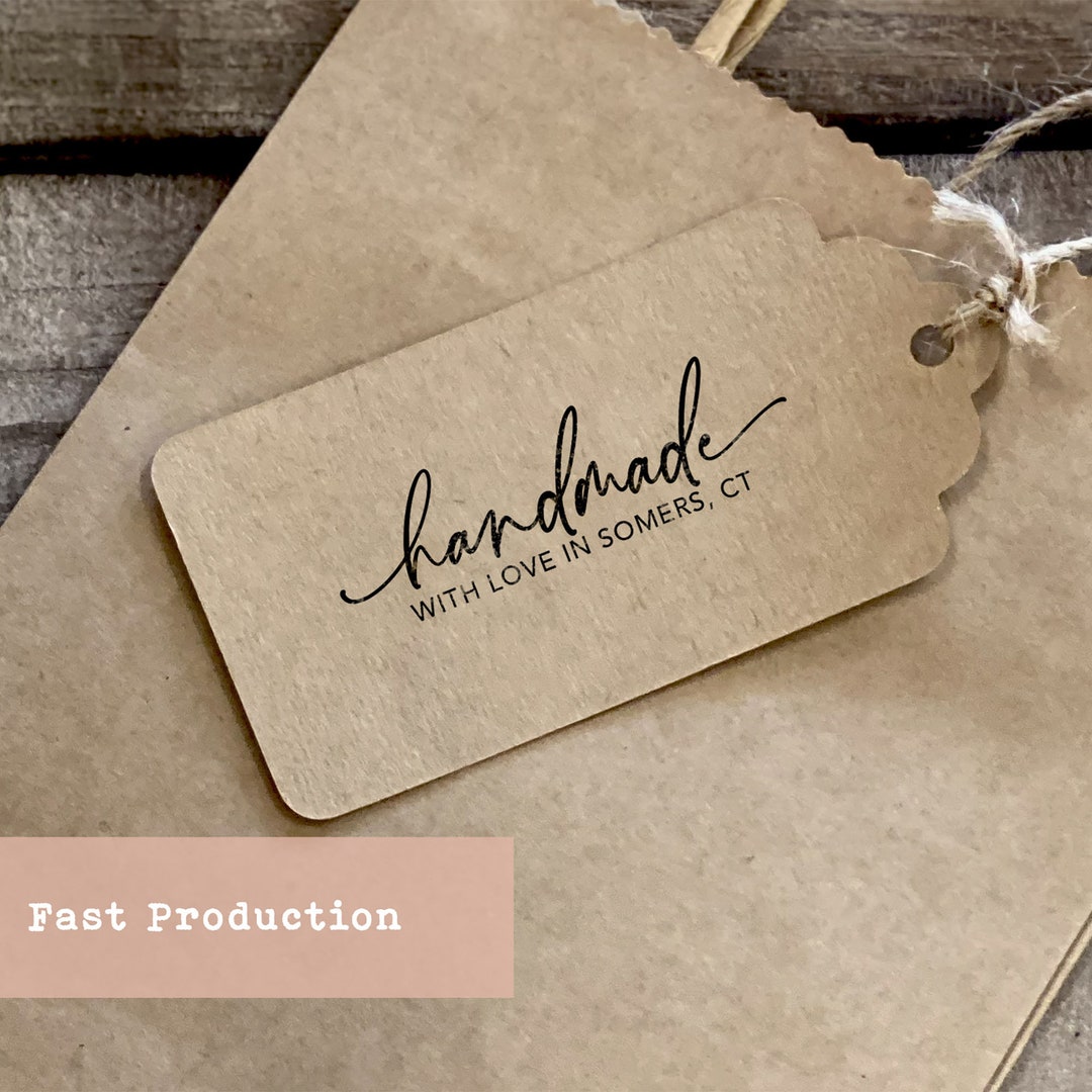 Handmade Custom Stamp | Made With Love Personalized Stamp | Gift Bag ...