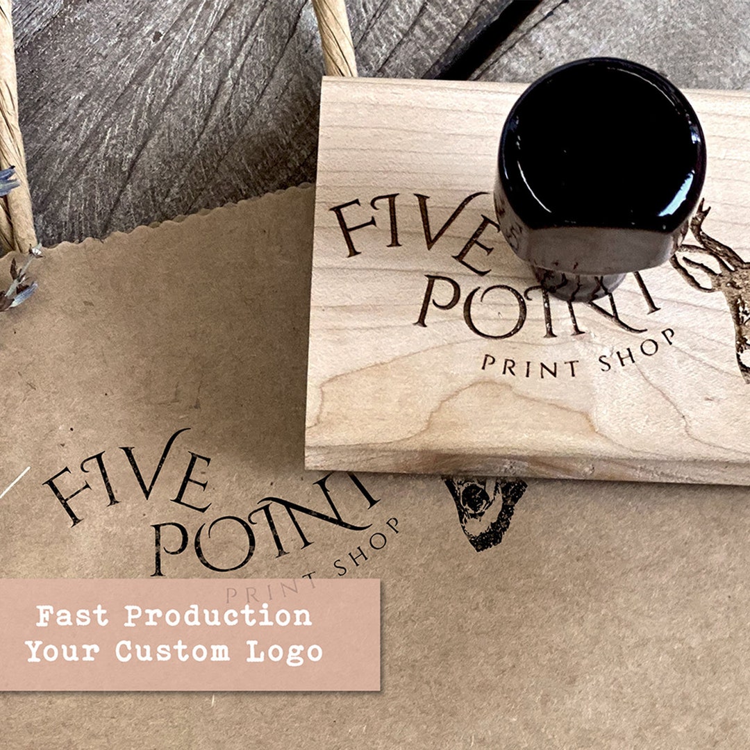 3"x2" Large Custom Logo Stamp, Wooden Stamp With Handle, Personalized ...