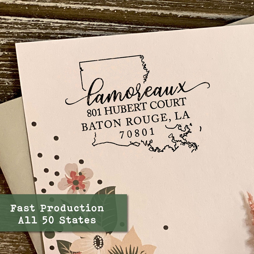 Louisiana Address Stamp, Custom State Stamp, Personalized Gift for ...