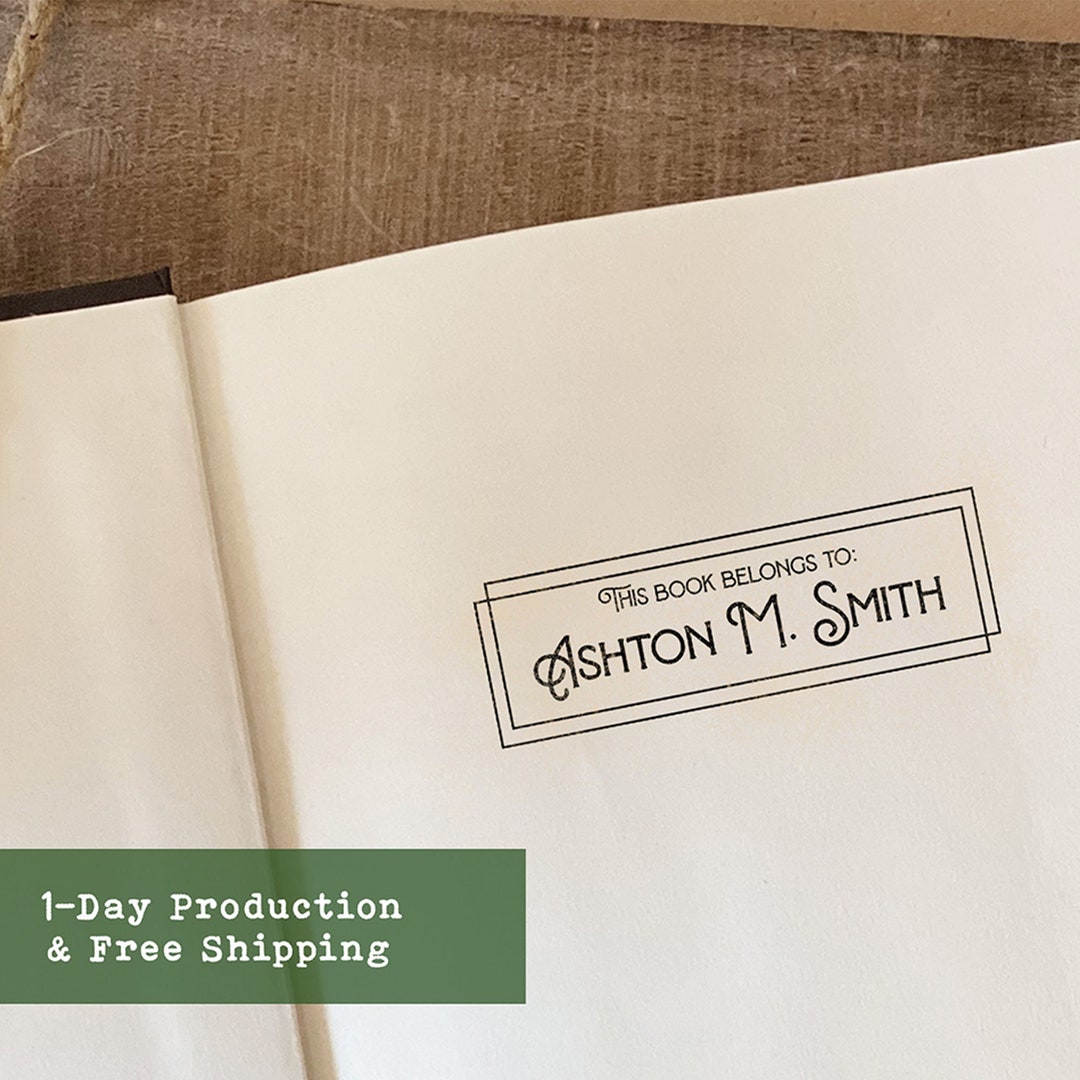 Custom Library Stamp, Personalized Book Stamp, Teacher Gift, Wood or ...