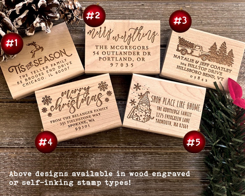 Beautiful Holiday Address Stamp, Christmas Card Stamps, Personalized ...