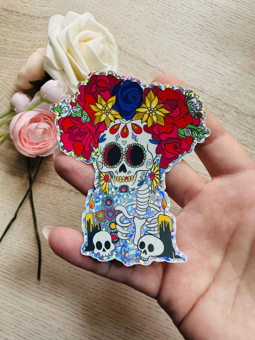 Catrina Sticker Glitter Sticker Day of the Dead Halloween Sticker ...
