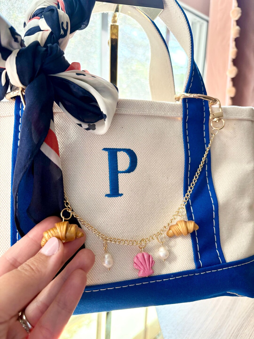 Coastal Bag Charm – Pink Seashell, Croissant & Pearl Bag Charms ...